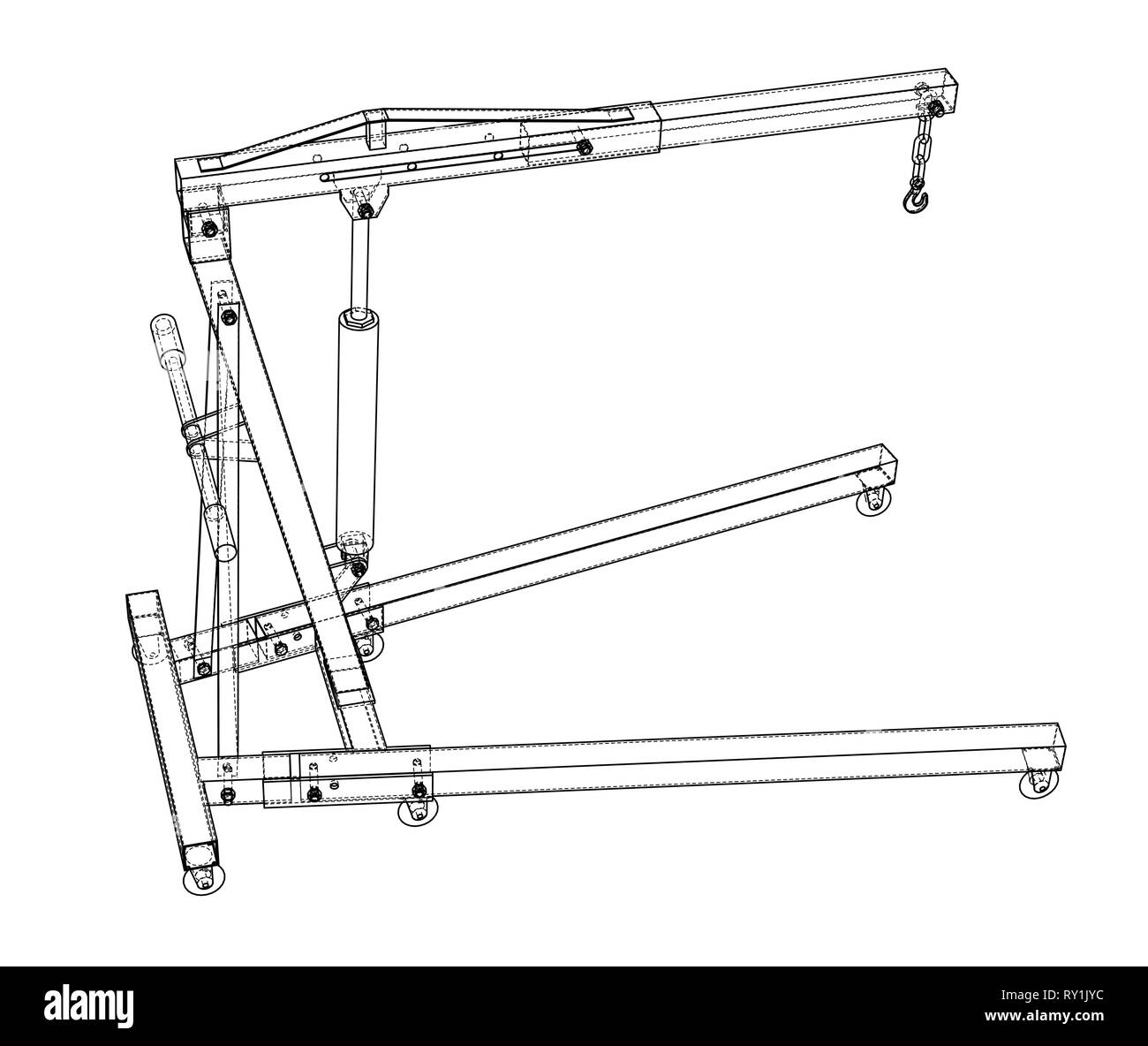 Engine hoist outline. Vector rendering of 3d Stock Vector Image & Art ...