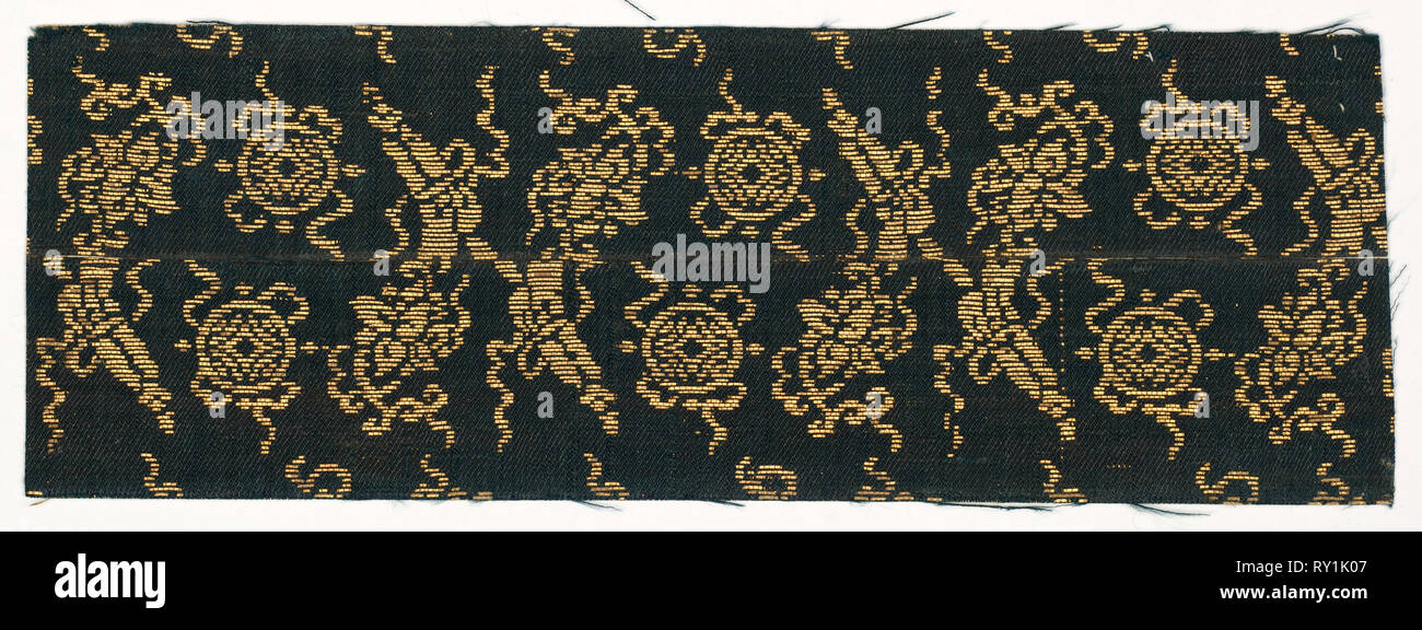 Textile Fragment, 1800s. Japan, 19th century. Silk, metallic thread ...