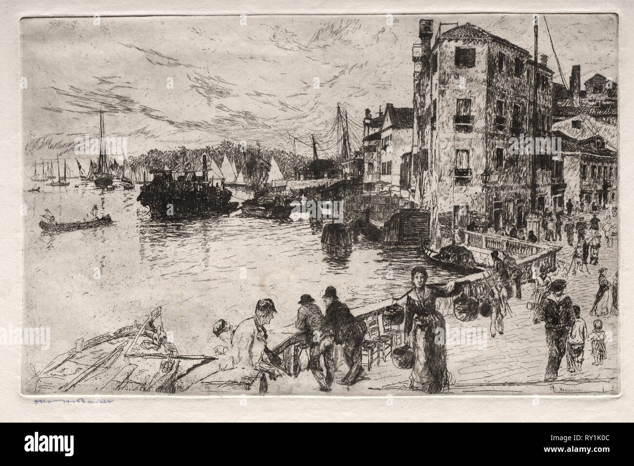 Etchings of Venice: Castello Quarters, Riva, 19th century. Otto H ...