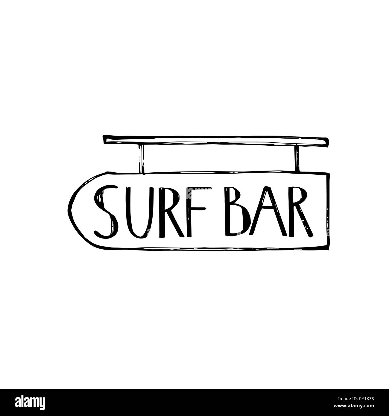Surf bar. Signboard on a beach concept. For t-shirt and other uses ...