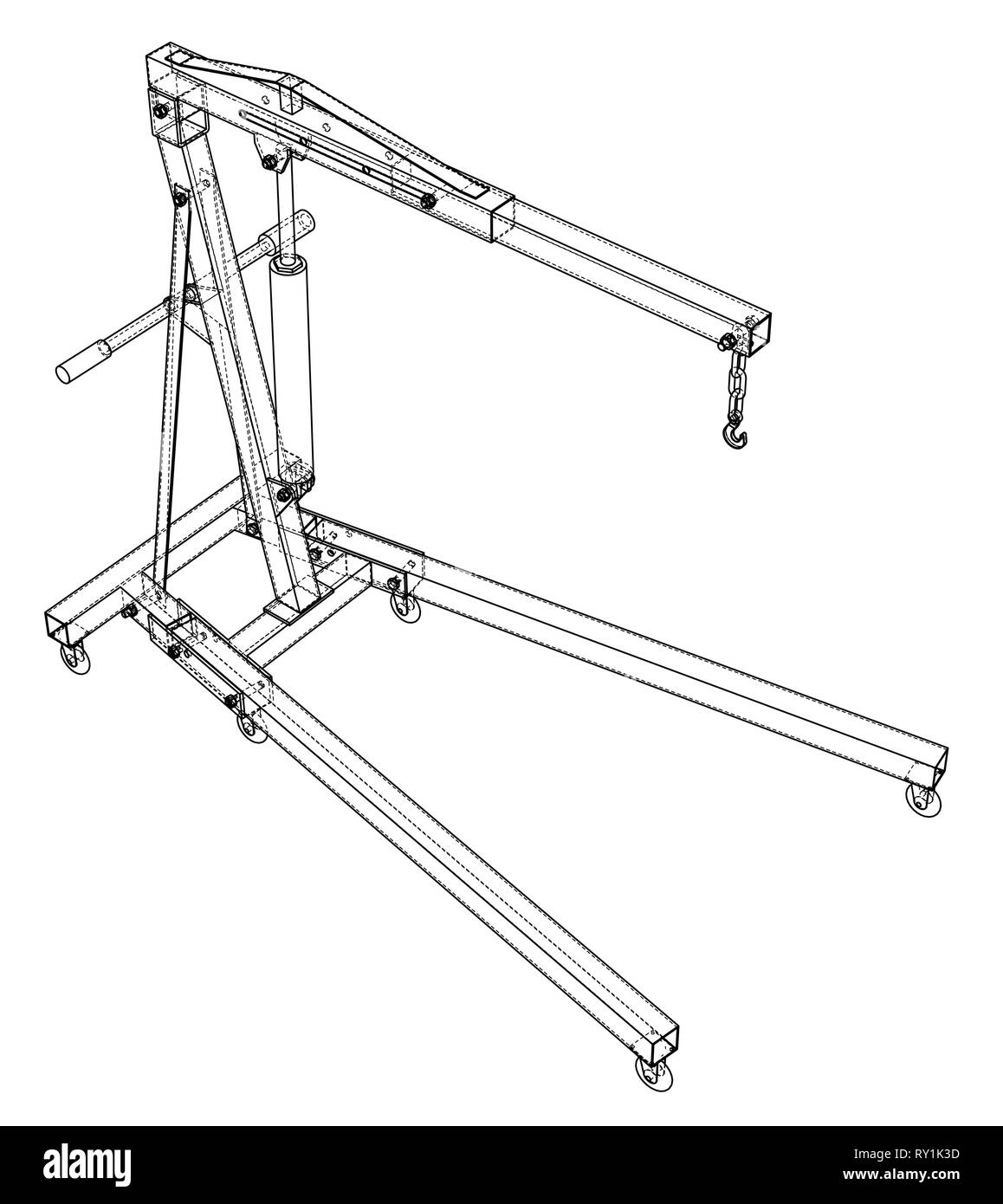 Engine hoist outline. Vector rendering of 3d Stock Vector Image & Art ...