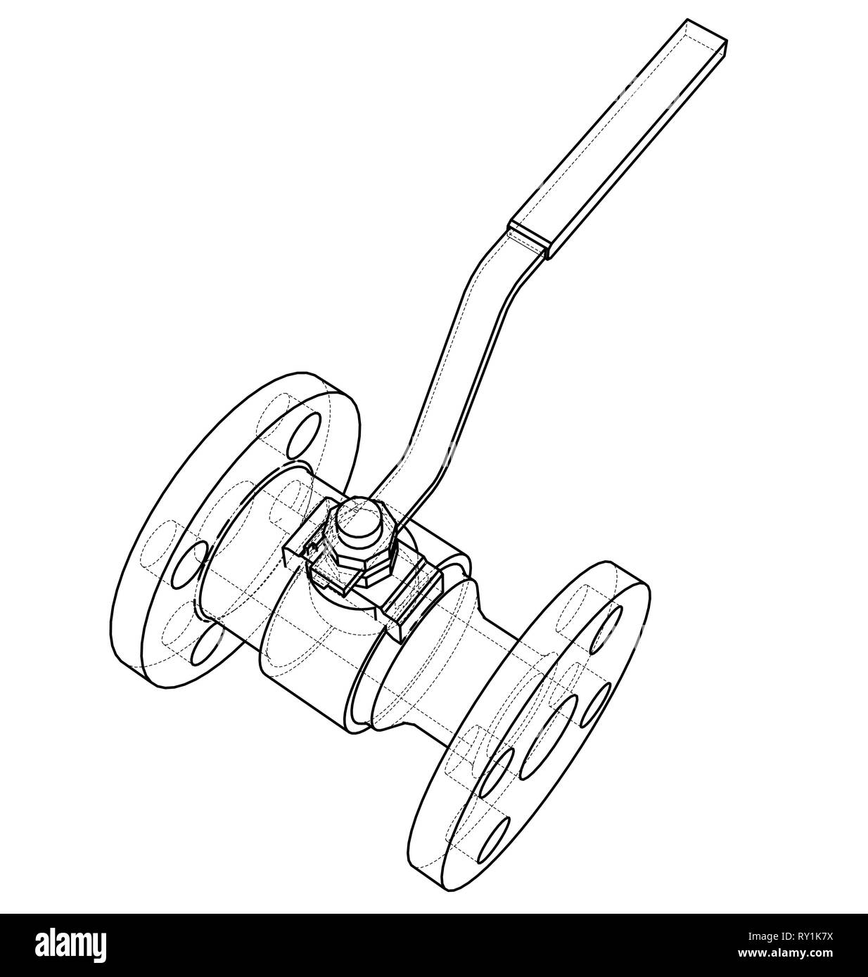 Industrial valve outline. Vector rendering of 3d Stock Vector Image ...
