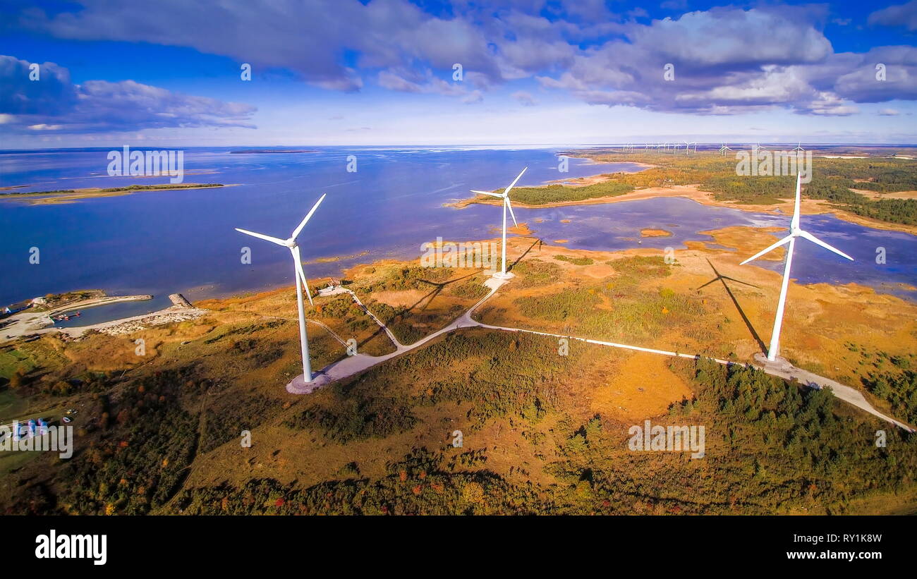 The big white windmills in the island of Saaremaa in Estonia Stock ...