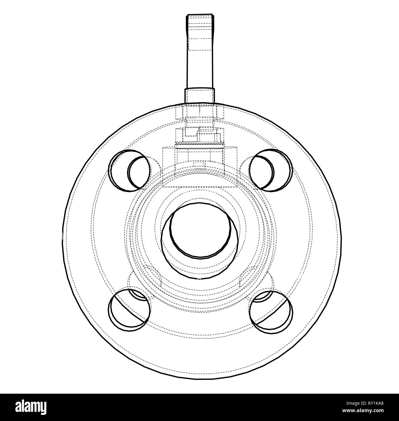 Industrial valve outline. Vector rendering of 3d Stock Vector Image ...