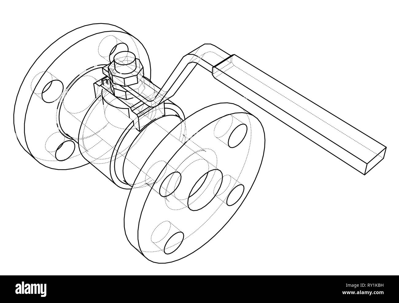 Industrial valve outline. Vector rendering of 3d Stock Vector Image ...