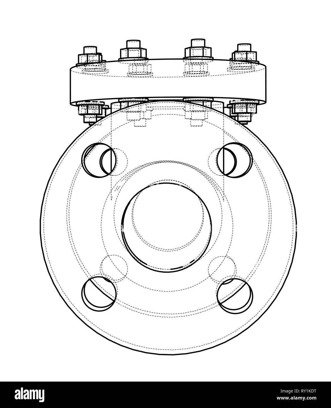 Industrial valve outline. Vector rendering of 3d Stock Vector Image ...