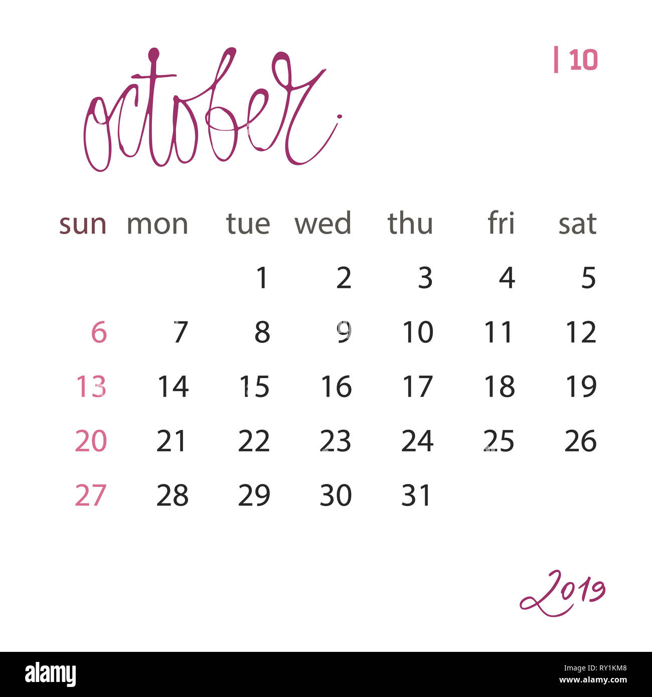 Calendar template set for 2019 year in one file. Business organizer ...