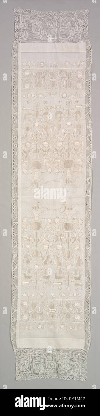 Table Runner, c 1800s. Czechoslovakia, 19th century. Silk embroidery on ...
