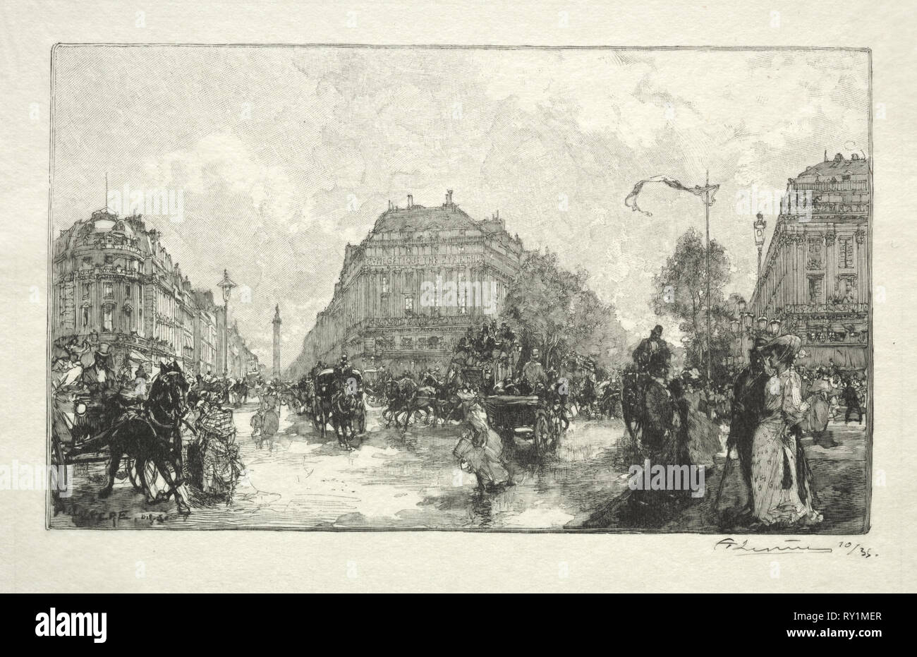Place de l'Opera, 1890. Auguste Louis Lepère (French, 1849-1918). Wood ...