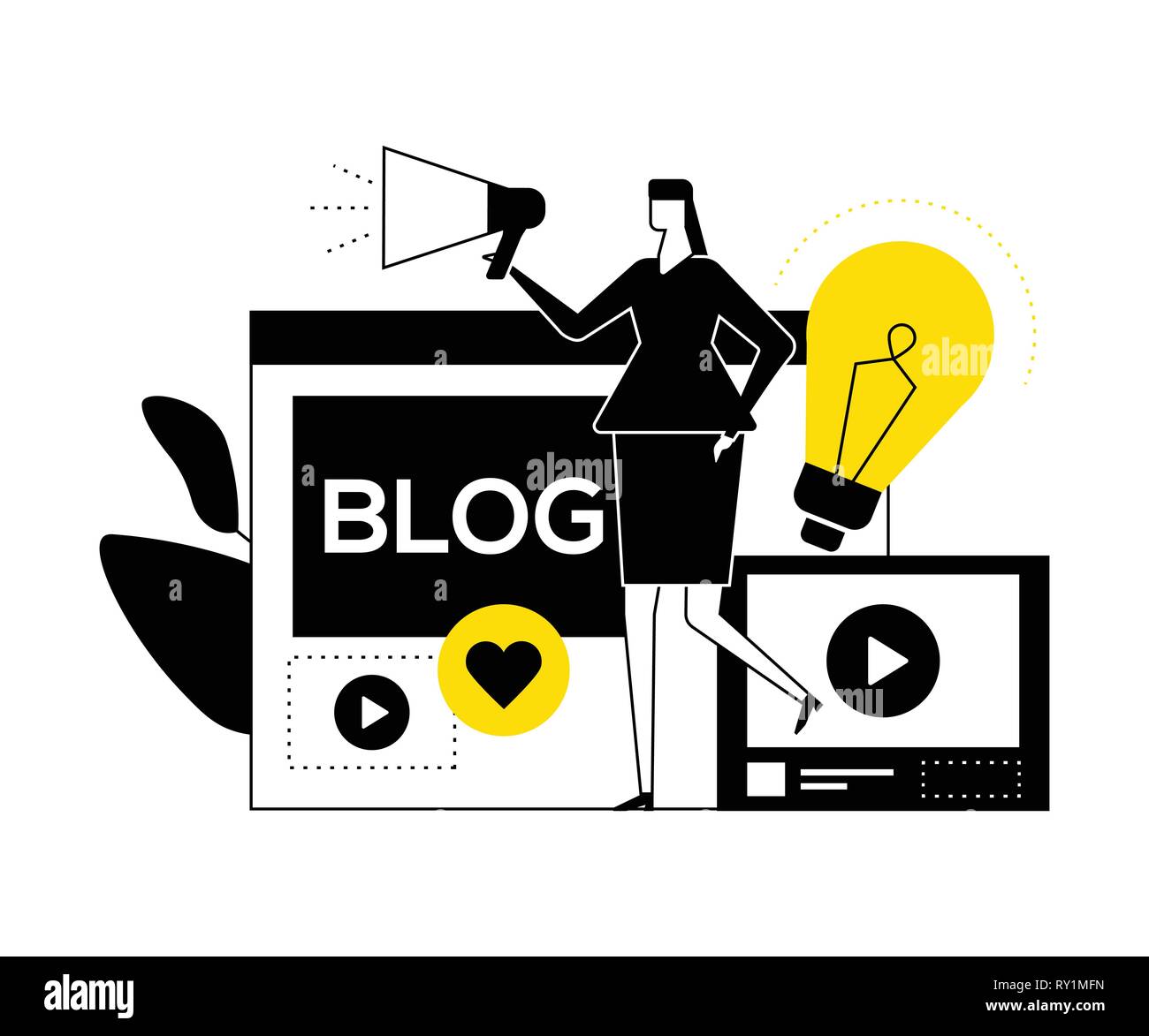 Female blogger - flat design style vector illustration Stock Vector ...