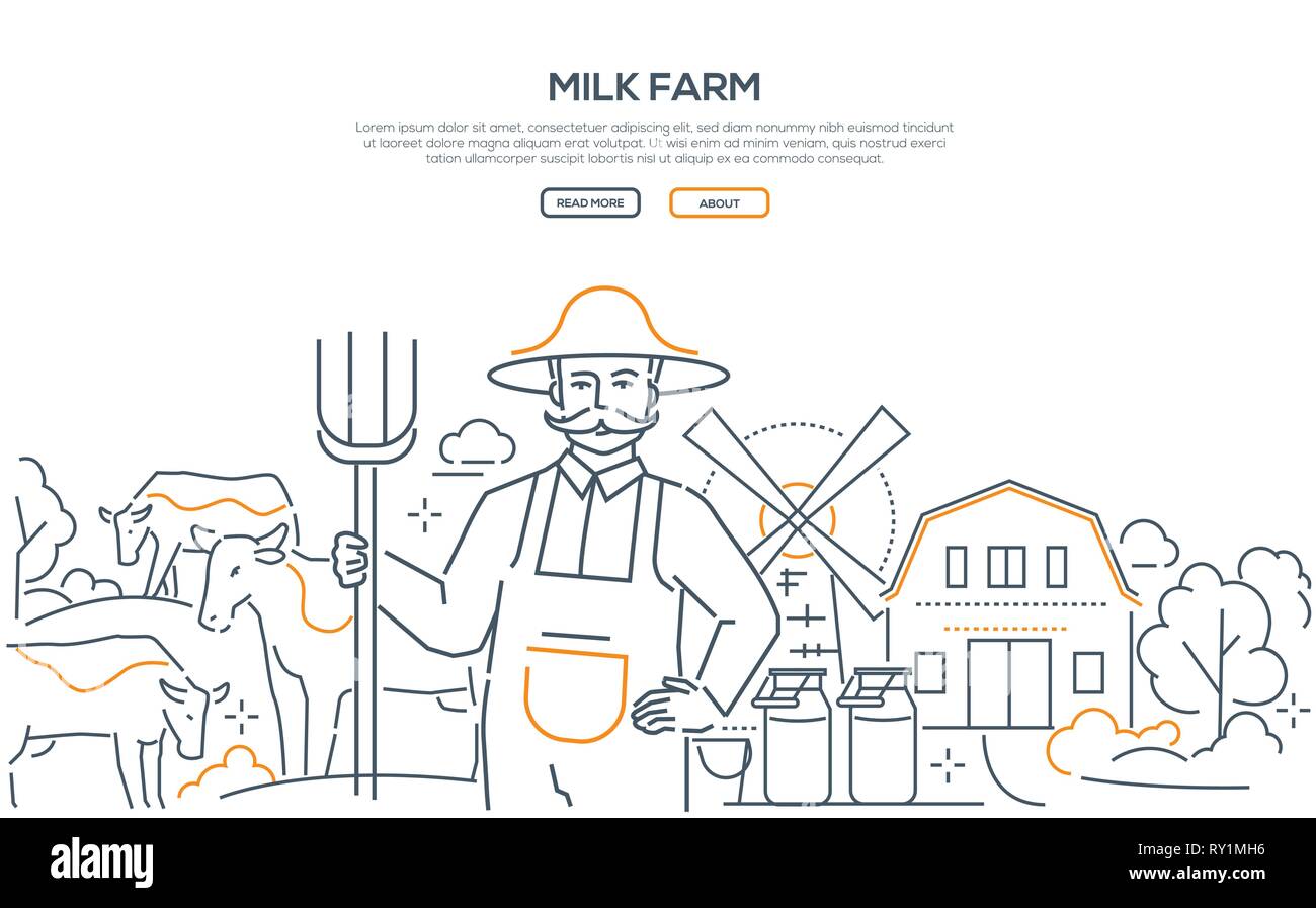 Milk natural farm concept Stock Vector Images - Alamy