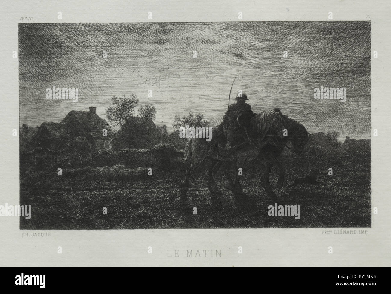 The Morning. Charles-Émile Jacque (French, 1813-1894). Etching Stock ...