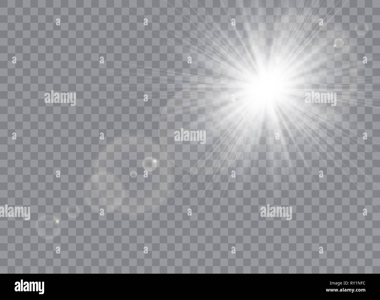 Light flare special effect with rays of light. Glow transparent vector ...