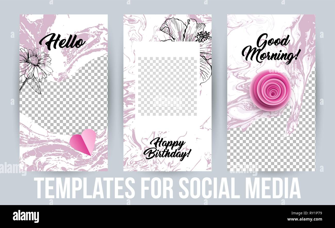 Insta Stories Creative Modern Photo Frames Pack. Design templates for ...