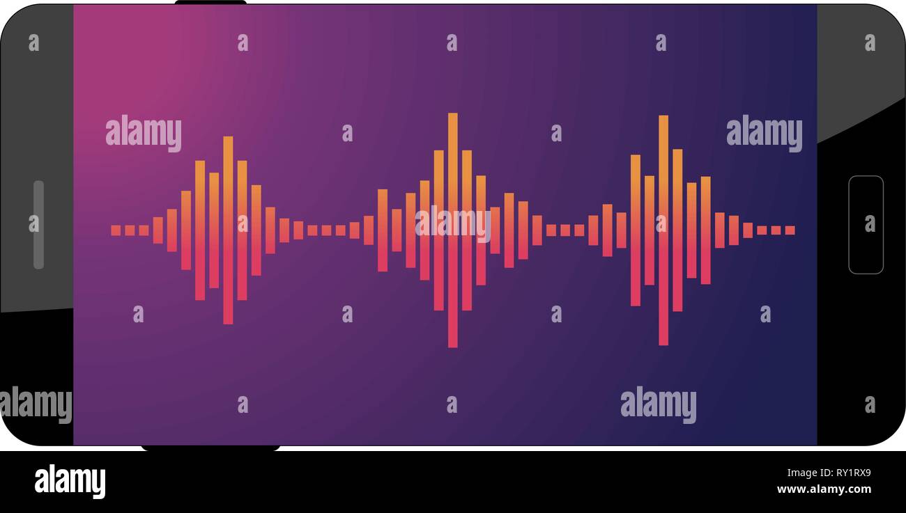 Orange Sound waves on screen of a smartphone Stock Vector Image & Art ...