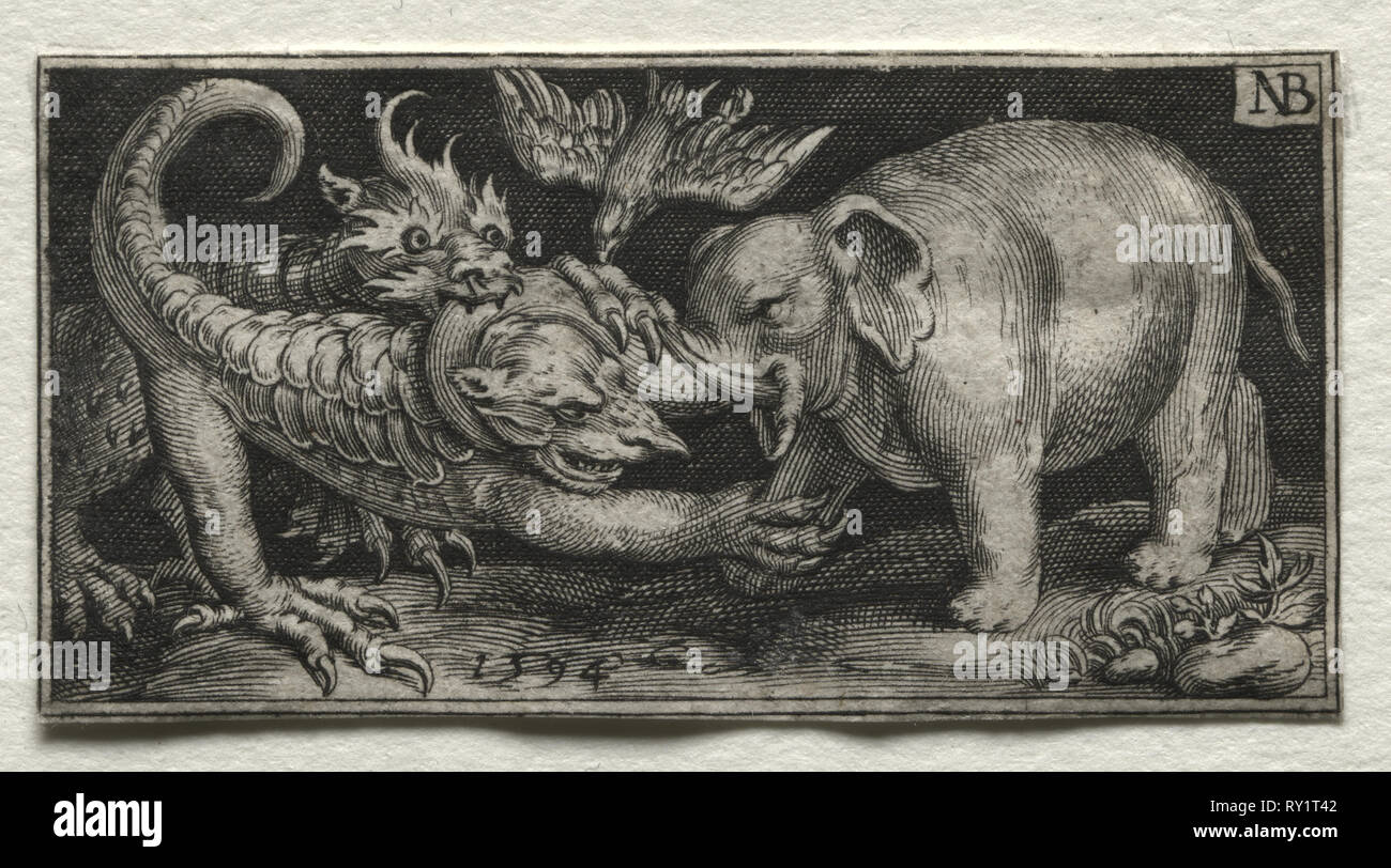 Fighting Chimeras and Scenes to Aesop's Fables: Elephant Fighting two ...
