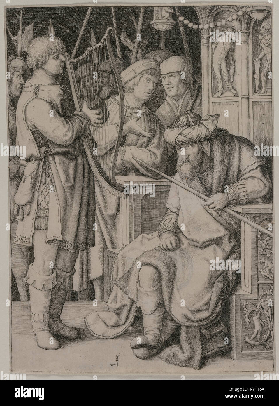 David Playing the Harp before Saul, c. 1508. Lucas van Leyden (Dutch ...