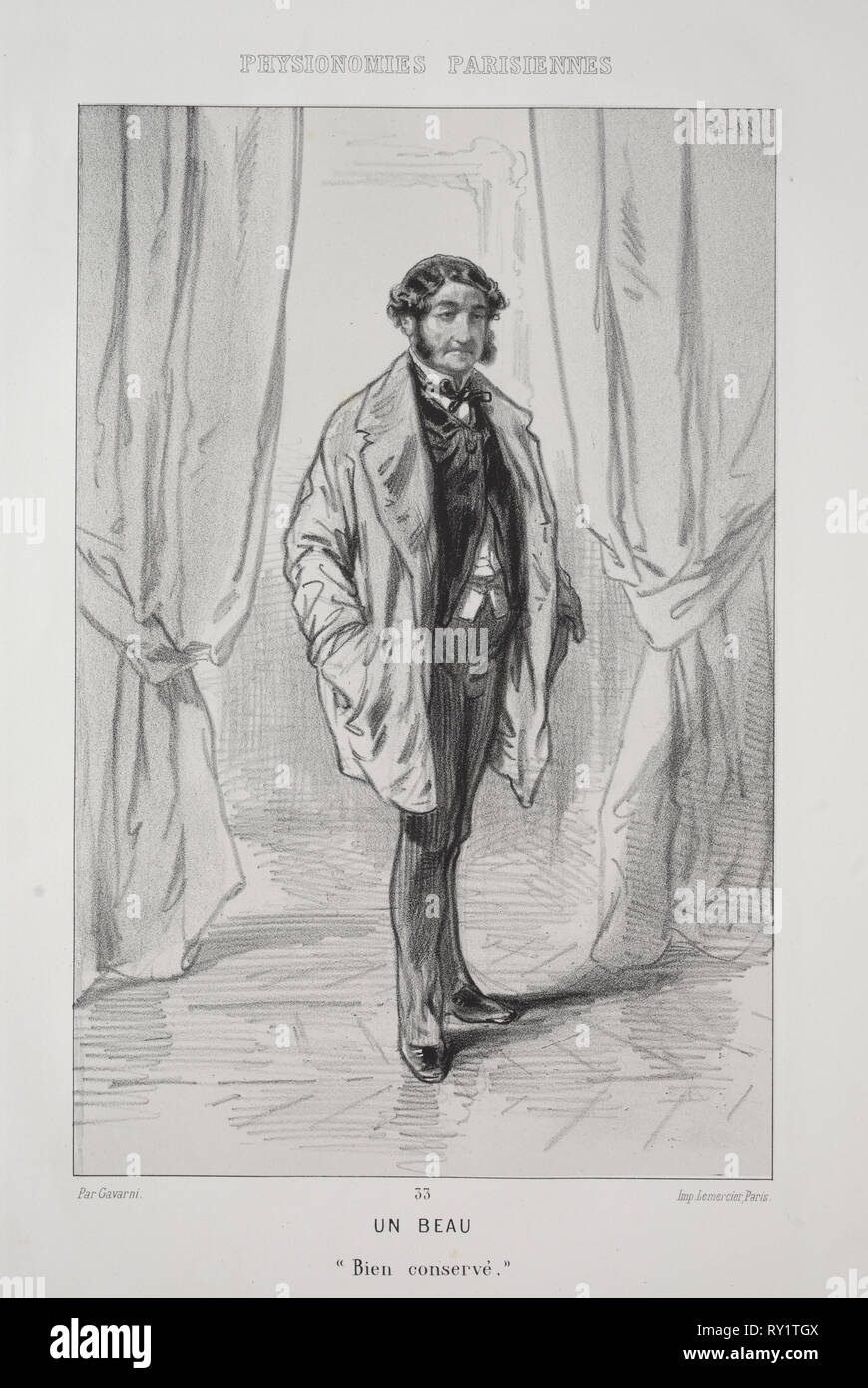 Un Beau. Paul Gavarni (French, 1804-1866). Lithograph Stock Photo - Alamy