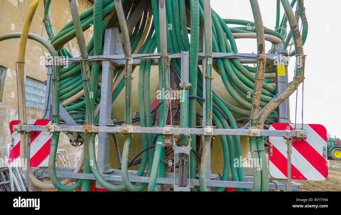 Big green pipes vehicle hi-res stock photography and images - Alamy