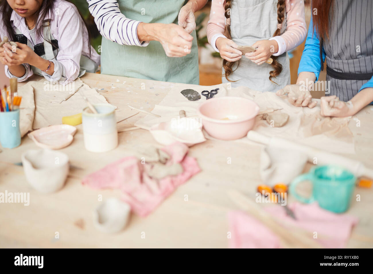 Children Creating Handmade Pottery Stock Photo - Alamy
