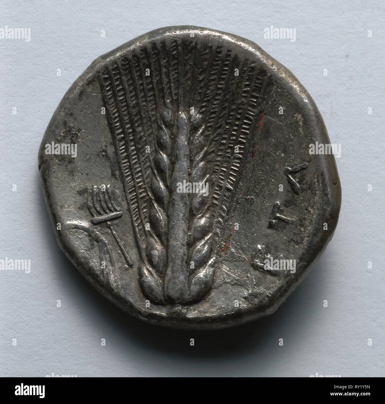 Stater: Corn, Rake, and Leaf (reverse), 330-300 BC. Greece, 4th century ...