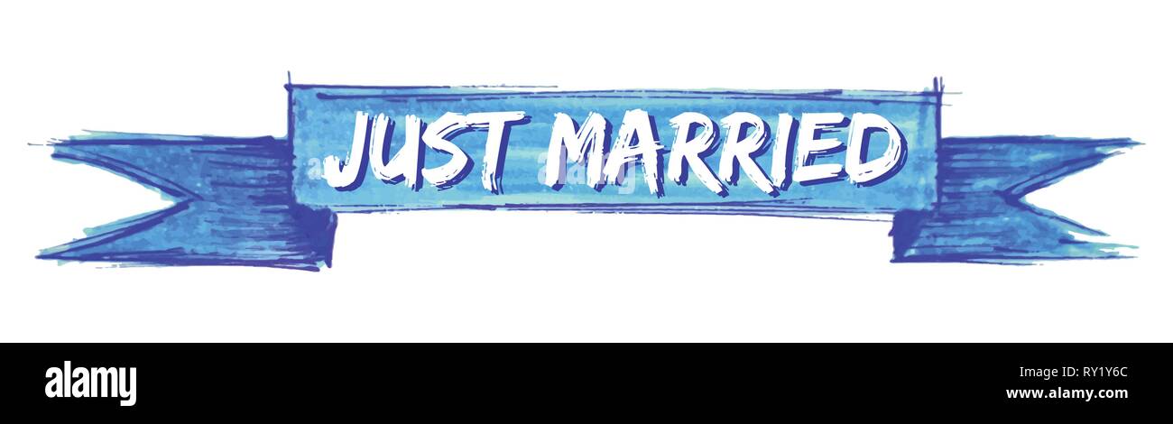 just married hand painted ribbon sign Stock Vector Image & Art - Alamy