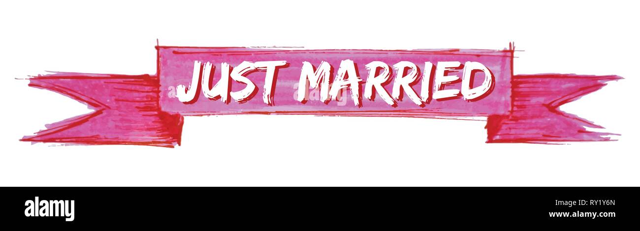 just married hand painted ribbon sign Stock Vector Image & Art - Alamy