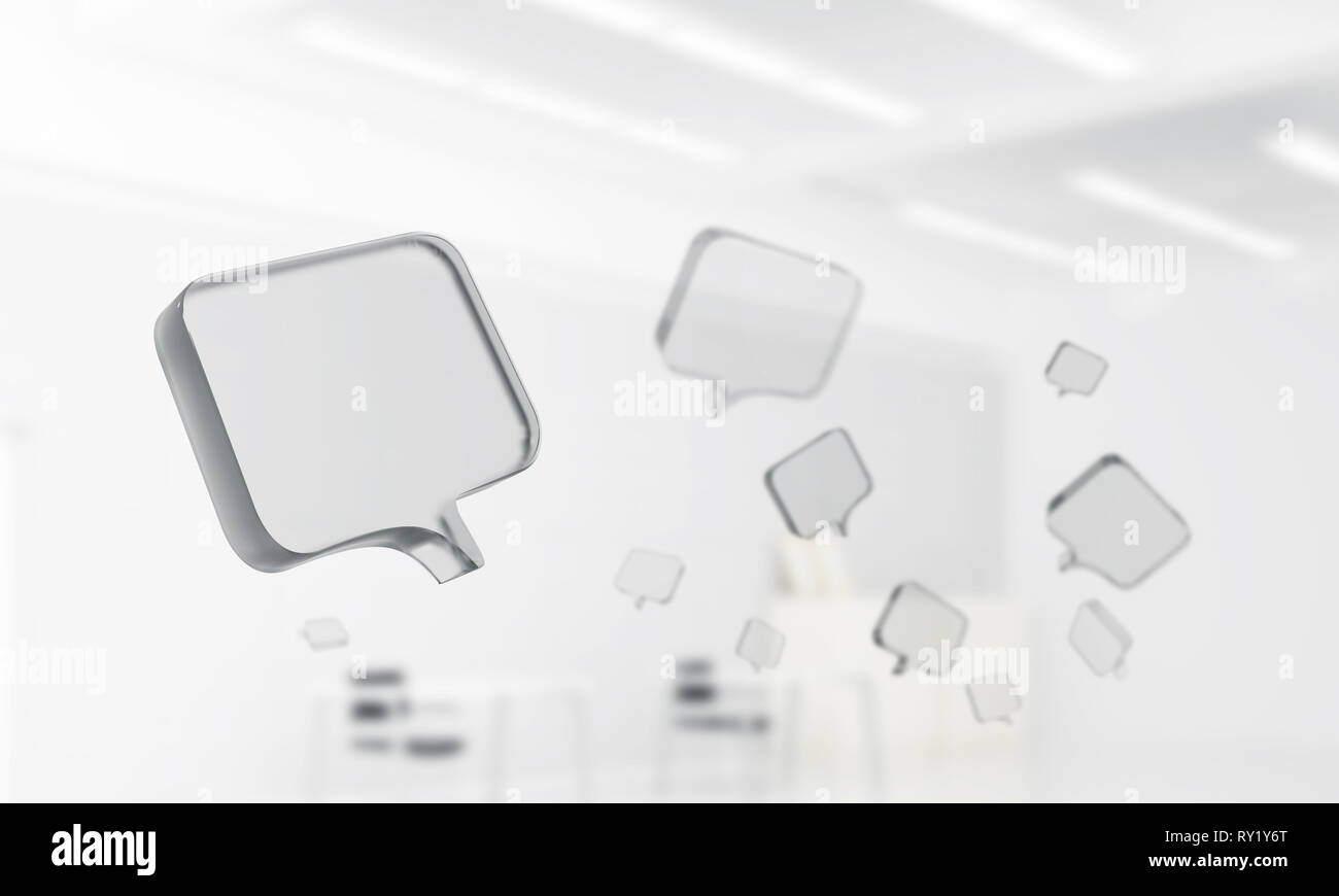 Concept of communication by glass empty chat icon on office background ...