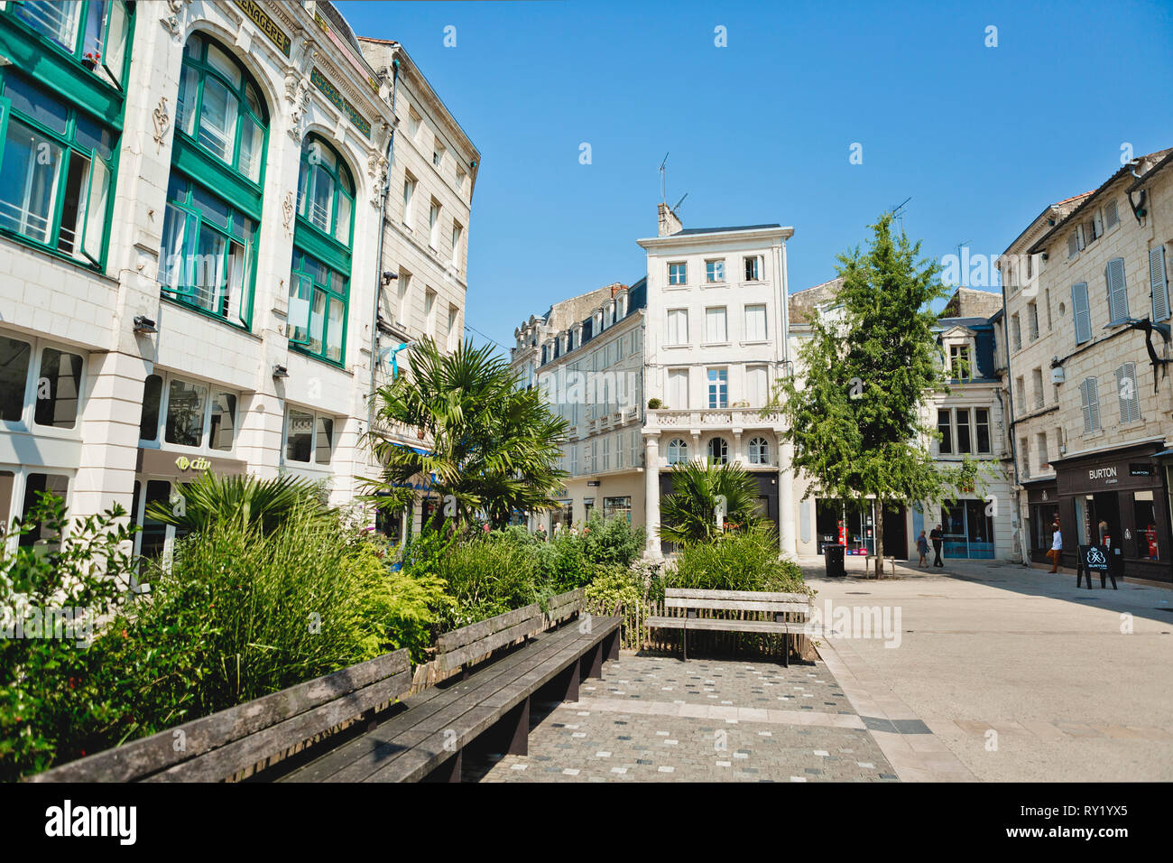 Niort (central-western France): "rue Victor Hugo” street in the city ...