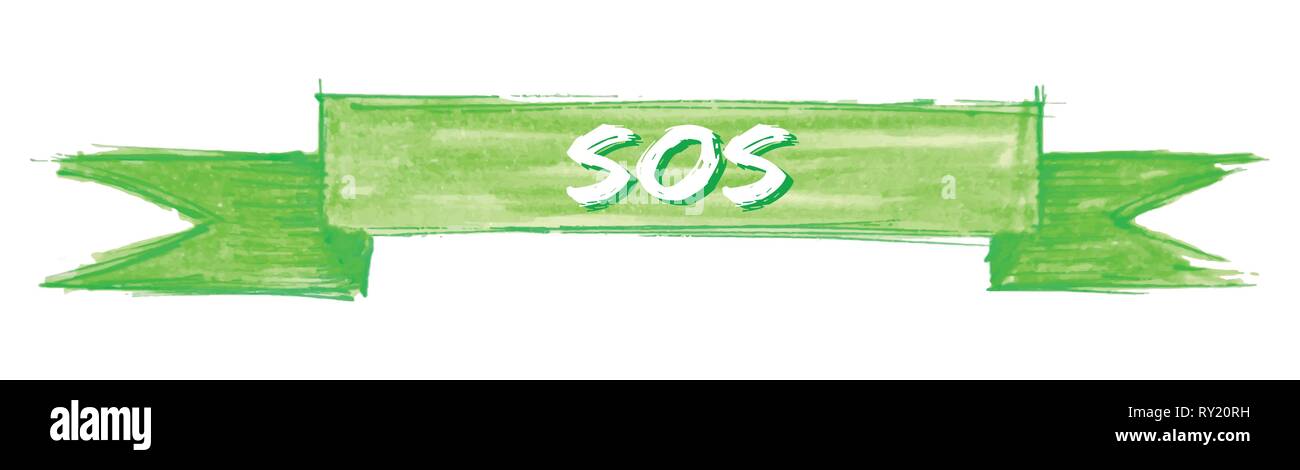 sos hand painted ribbon sign Stock Vector Image & Art - Alamy