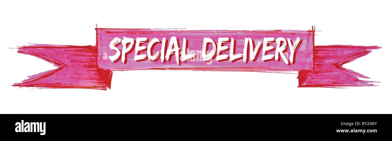 special delivery hand painted ribbon sign Stock Vector Image & Art - Alamy