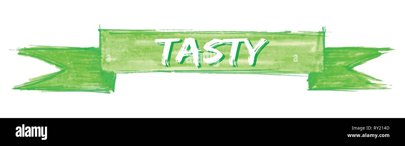 tasty hand painted ribbon sign Stock Vector Image & Art - Alamy