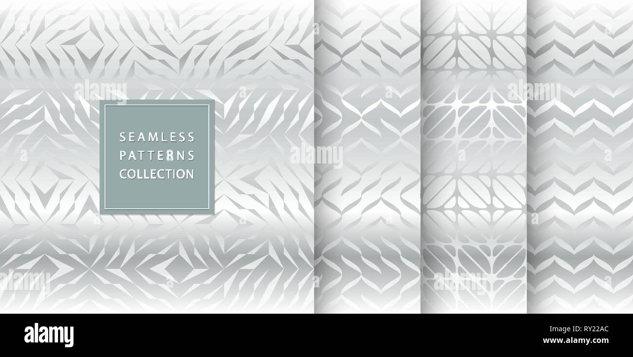 Set of silver seamless pattern. Vector texture design. Abstract ...
