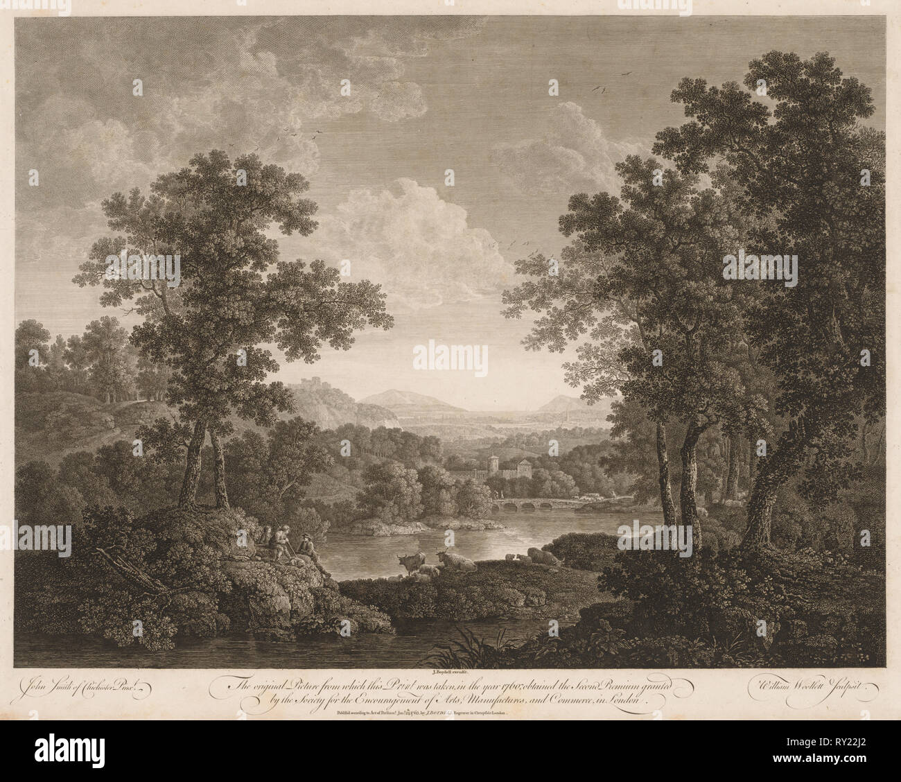 Landscape. William Woollett (British, 1735-1785). Engraving Stock Photo ...