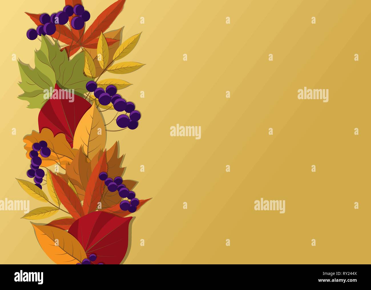 Autumn background with fall leaves border design. Vector illustration ...