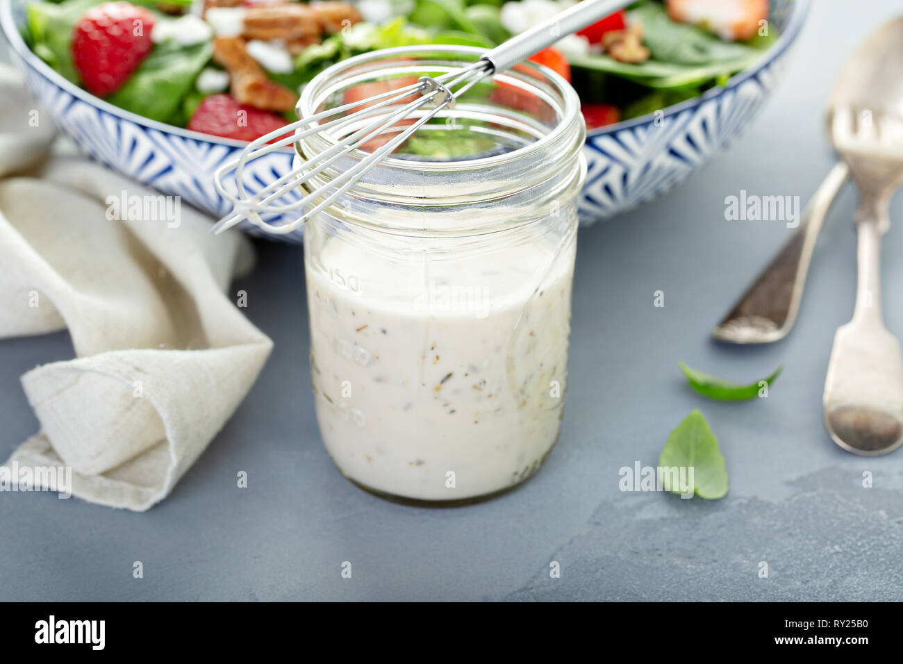Homemade ranch dressing in a glass jar Stock Photo - Alamy