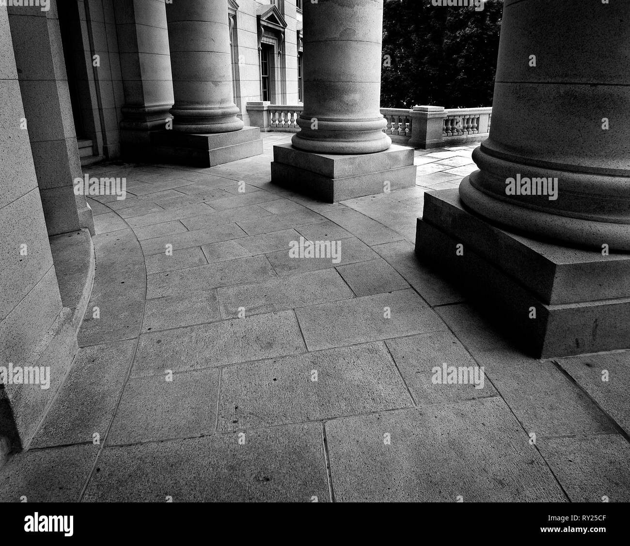 Columns on old building bank courthouse architecture construction Stock ...