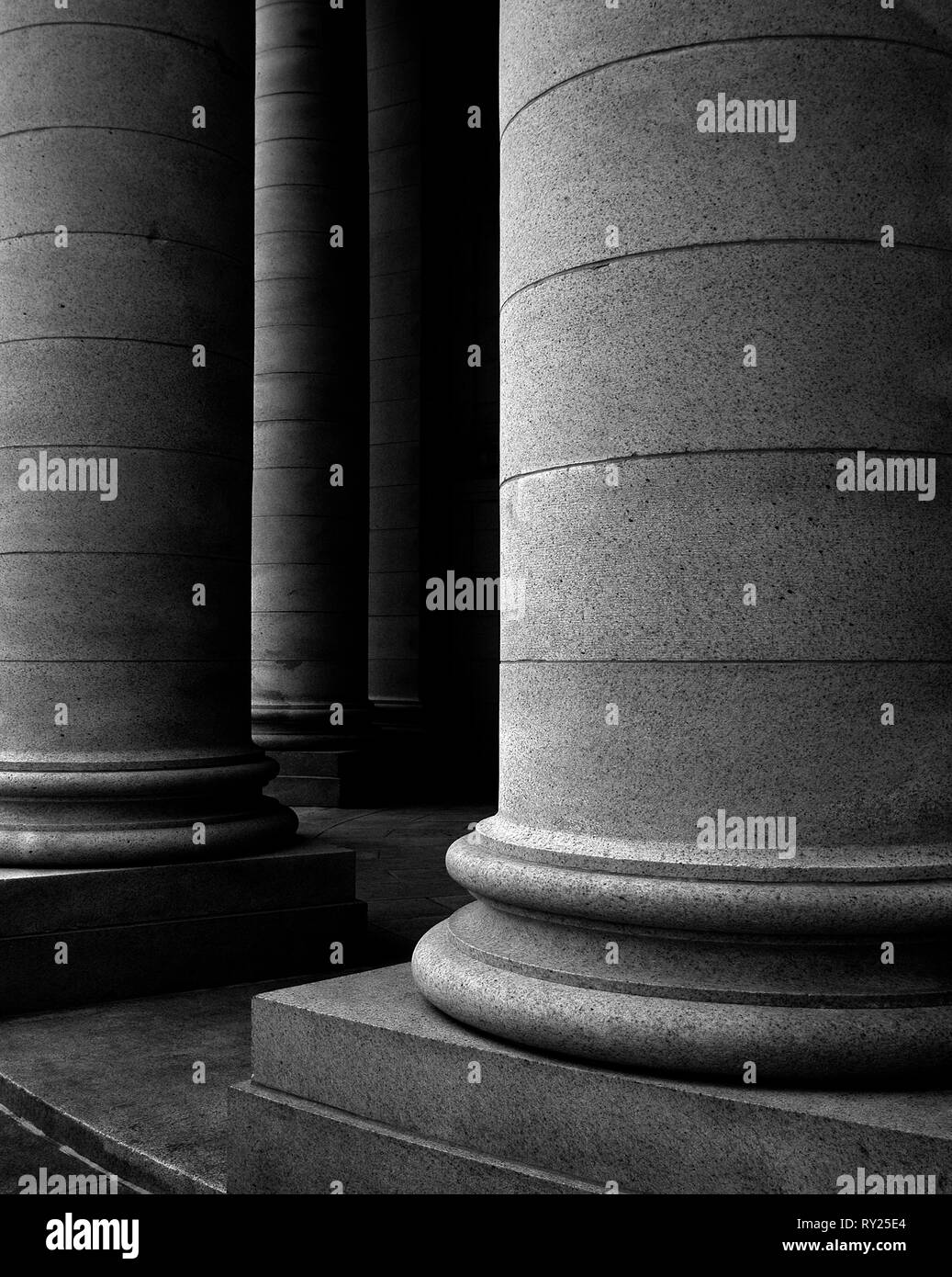 Columns on old building bank courthouse architecture construction Stock ...