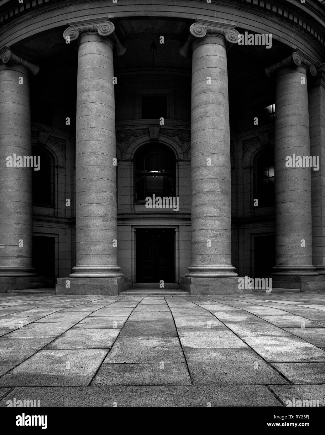 Columns on old building bank courthouse architecture construction Stock ...