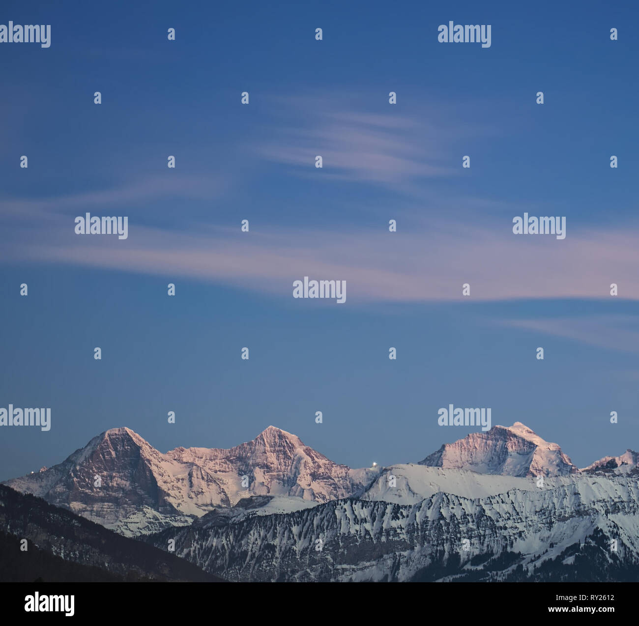Famous mountain range Eiger, Mönch and Jungfrau with snow on peaks at ...
