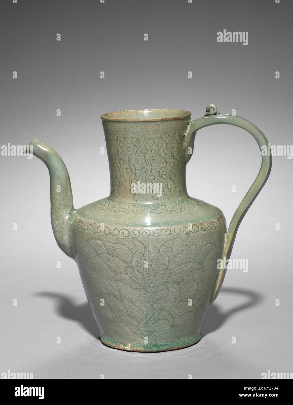 Celadon ware with incised and carved decoration hi-res stock ...