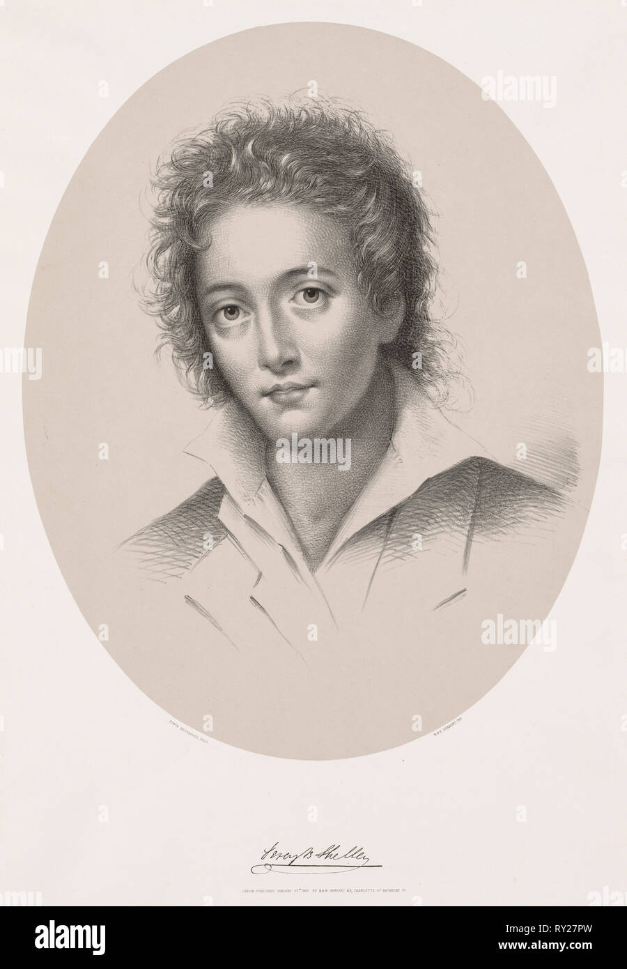 Percy Bysche Shelley, 1867. Edwin Beyerhaus (British). Lithograph Stock ...
