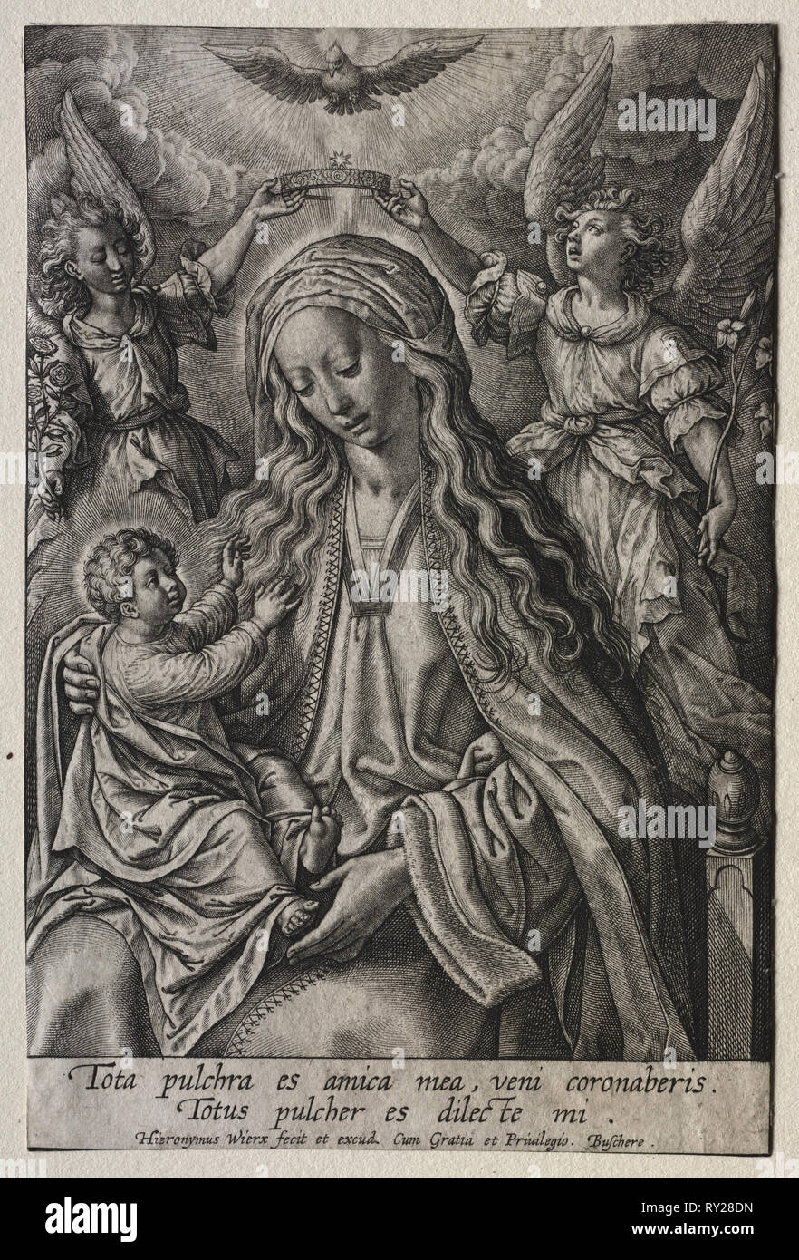 Virgin Crowned by Two Angels. Hieronymus Wierix (Flemish, 1553-1619 ...
