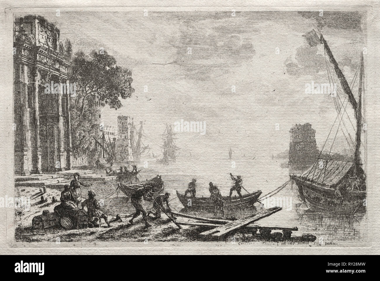 The Sunset, 1634. Claude Lorrain (French, 1604-1682). Etching Stock ...