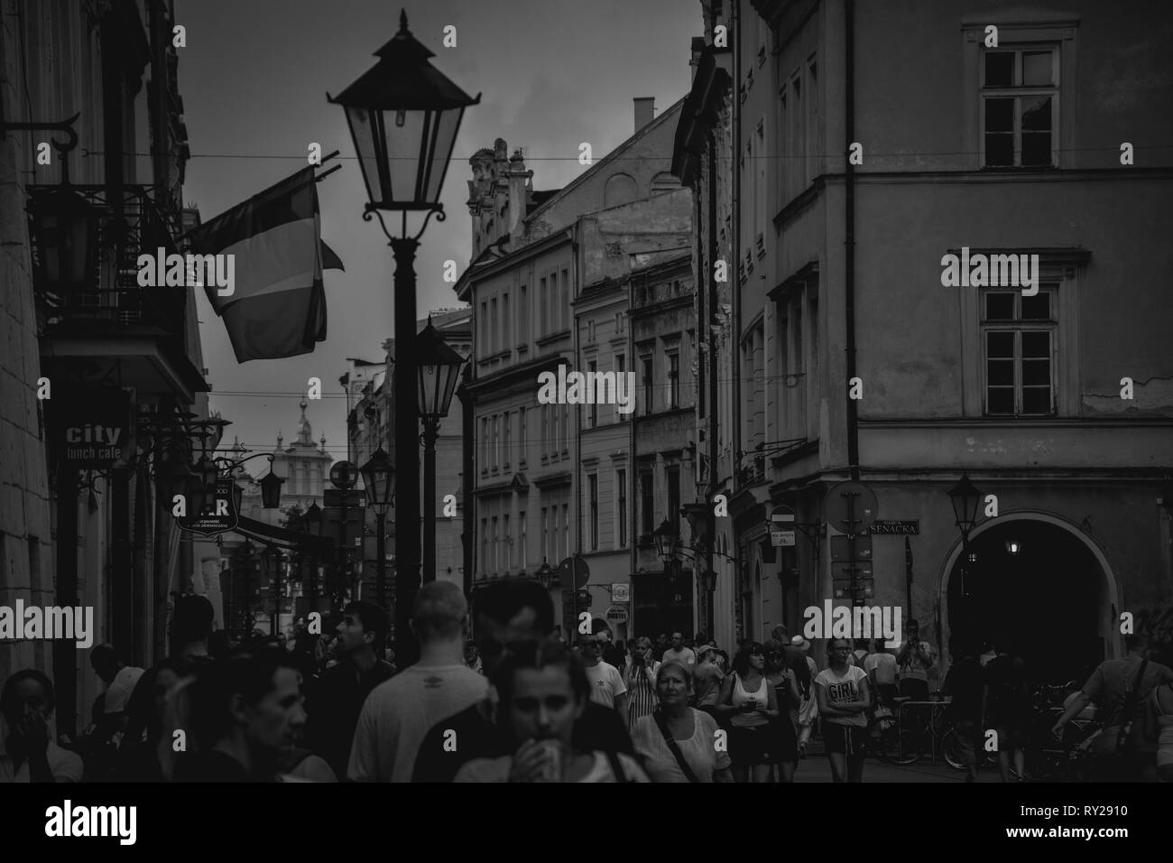 Busy streets in Krakow, Poland Stock Photo - Alamy