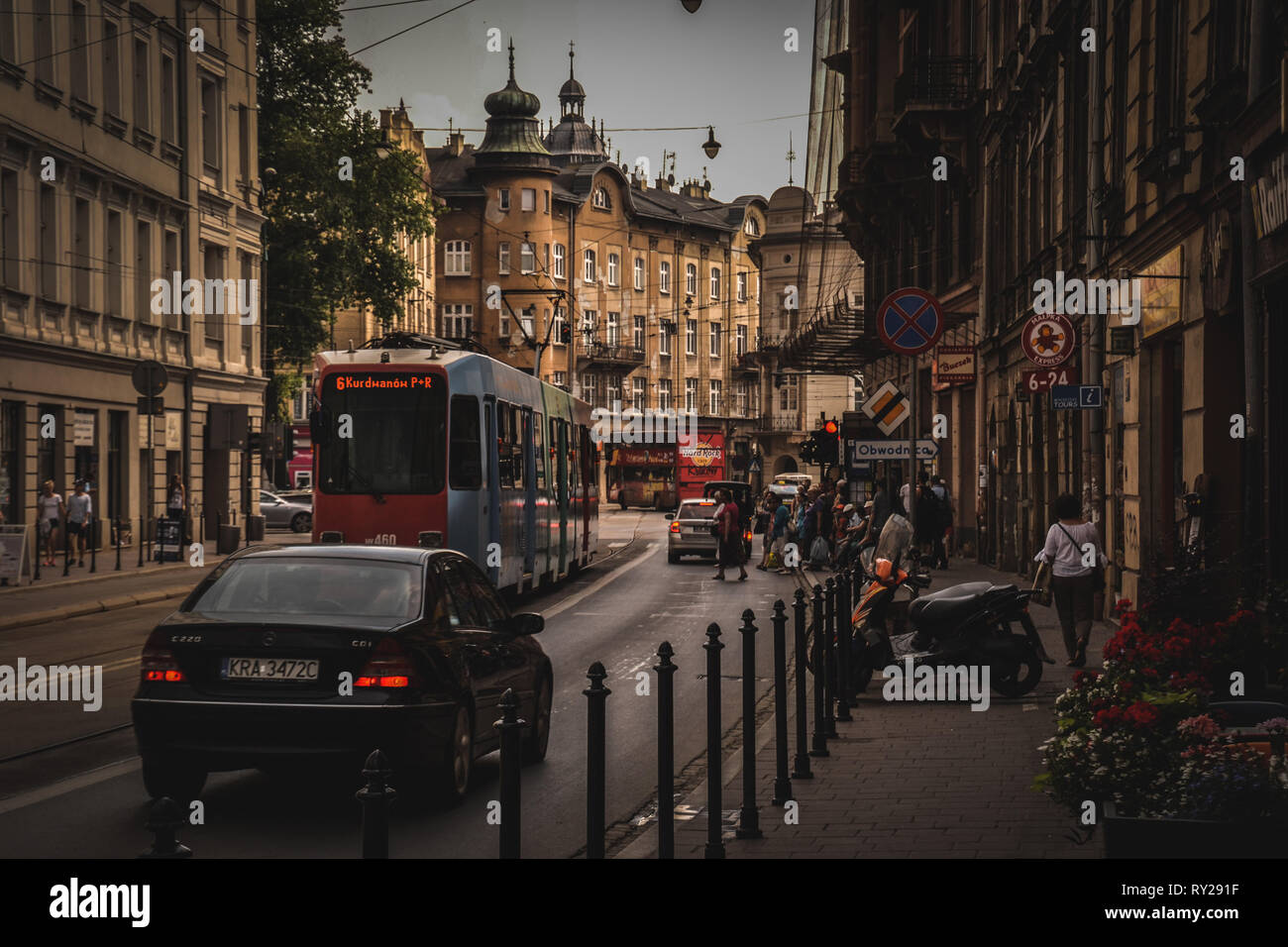 Busy streets in Krakow, Poland Stock Photo - Alamy