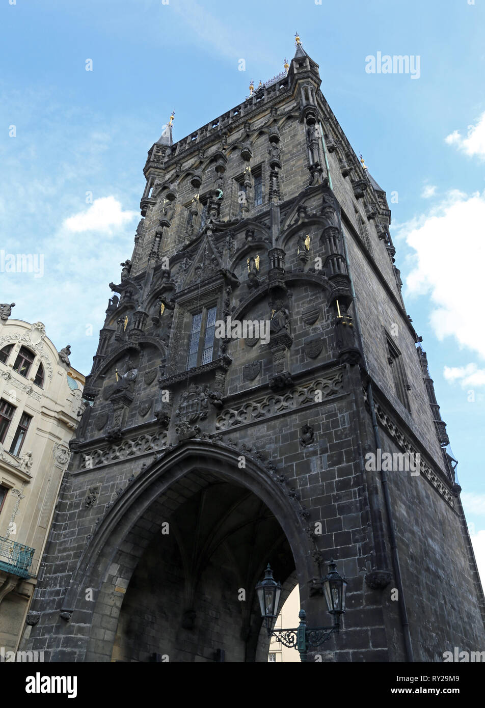 ancient building Powder Gate also called Powder tower in Prague in ...