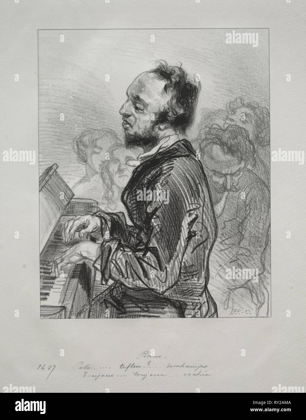 Piano, 1853. Paul Gavarni (French, 1804-1866). Lithograph Stock Photo ...