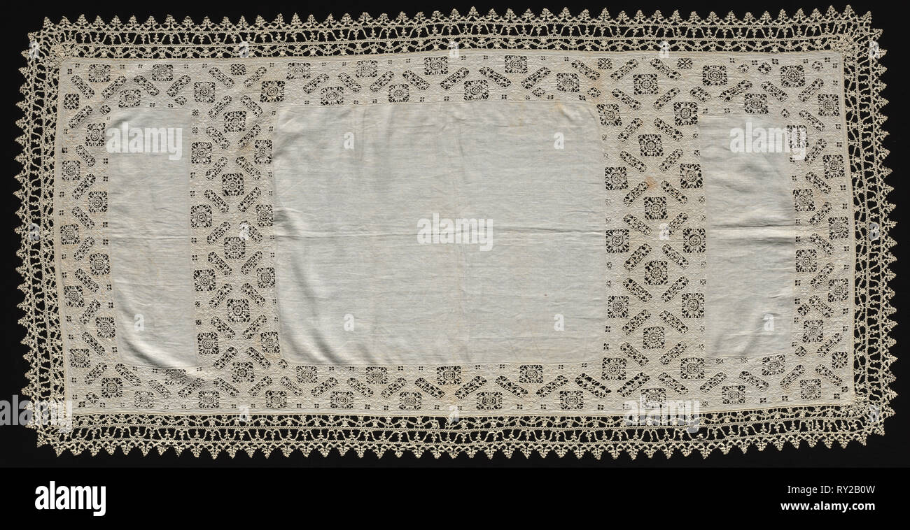 Needlepoint (Cutwork) and Bobbin Lace Cloth, 16th century. Italy, 16th ...