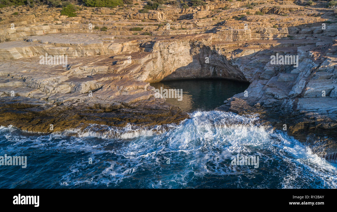 Giola, natural sea water pool located on Thassos island, Greece Stock ...
